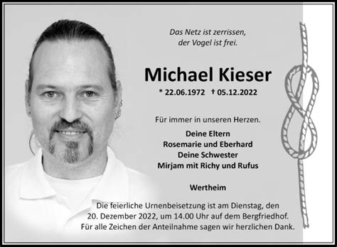 Traueranzeigen Von Michael Kieser Trauerportal Ihrer Tageszeitung