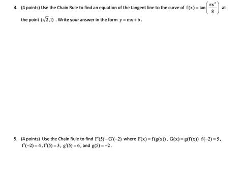 4 4 points use the chain rule to find an equation
