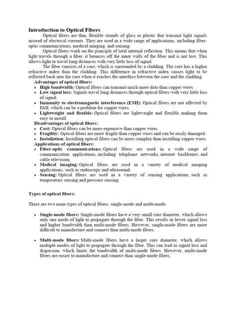 Optical Fibers Notes Pdf Optical Fiber Dispersion Optics