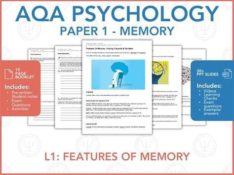 L1 Features Of Memory Memory Paper 1 Aqa Psychology Teaching