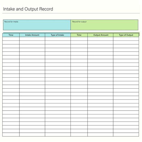 Intake And Output Chart Printable Free Printable Chart