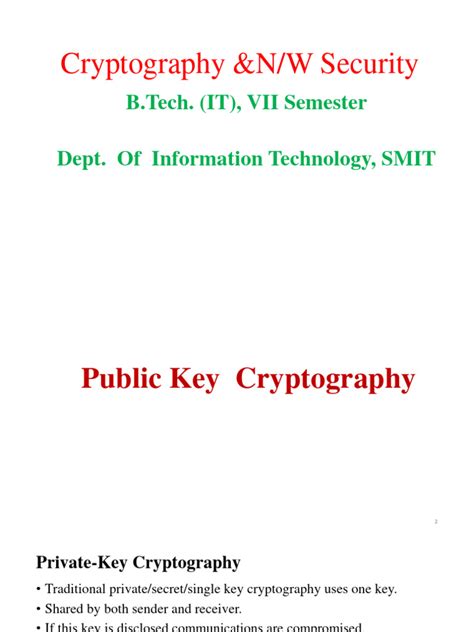 Cns Lect 60 Pdf Public Key Cryptography Key Cryptography