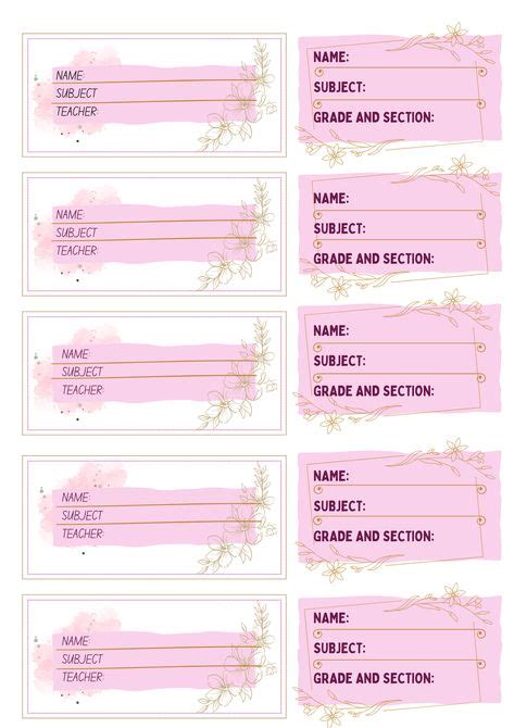 Notebook Name Labels Aesthetic