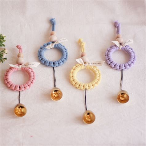 Diy 미니 도넛 링 도어벨 만들기 마크라메 키트 다양한 색상 현관종 공예 재료 솜씨당