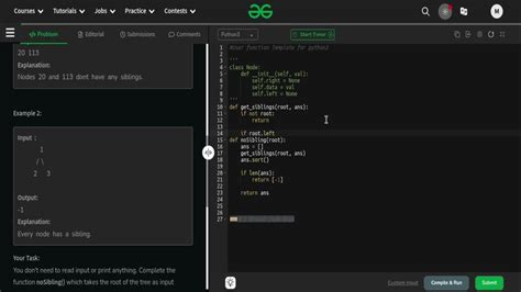 geeksforgeeks print all nodes that don t have sibling youtube