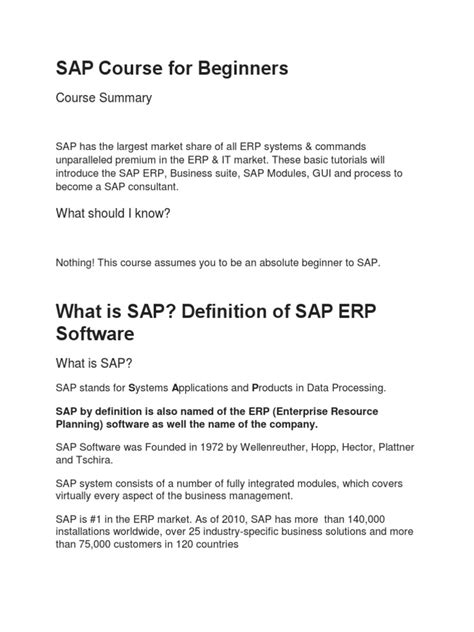 Sap Course For Beginners Pdf Pdf Enterprise Resource Planning Sap Se