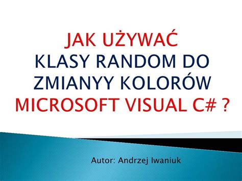 Klasa Random I Kolory Visual C Youtube