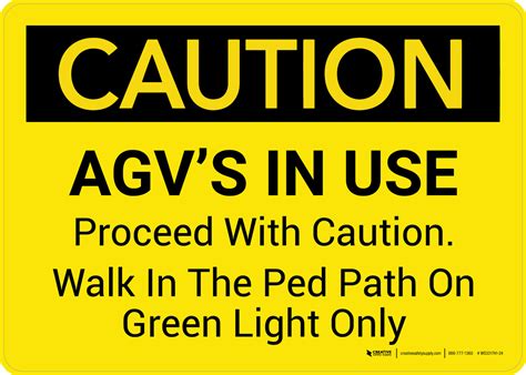 Caution Agvs In Use Proceed With Caution Landscape Wall Sign