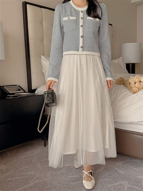 리리앤코 2만장 돌파♥ 무료배송 44 120 뮤엘루아 배색 니트 뷔스티에 투피스 세트 봄가을겨울데일리룩캐주얼룩하객룩격식룩데이트룩면접룩오피스룩출근룩