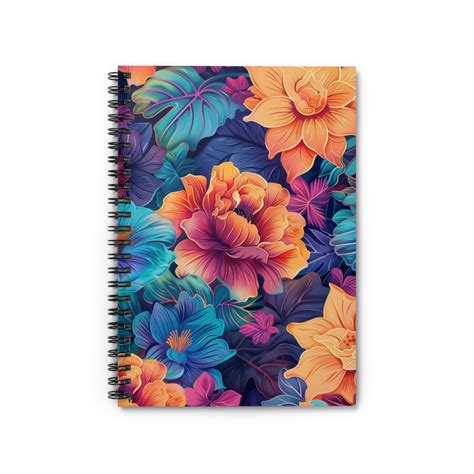 Watercolor Floral Cute Spiral Notebook Ruled Line Spring Summer