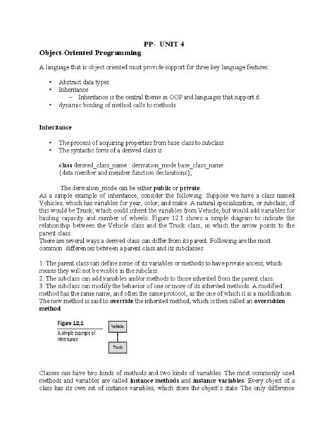 Pp Unit 4 Pp Unit 4 Object Oriented Programming A Language That Is