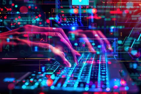 Hackerand X27s Hands Move Swiftly Over A Keyboard With Digital Symbols And Code Overlaying The