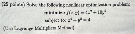 Points Solve The Following Nonlinear Chegg