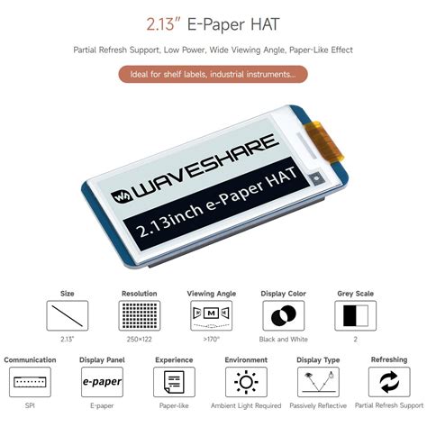 Waveshare 213inch E Ink Display Hat V4 Version Compatible With Raspberry Pi Raspberry Pi 54b