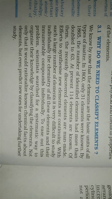 3 1 Why Do We Need To Classify Elements We Know By Now That The Element