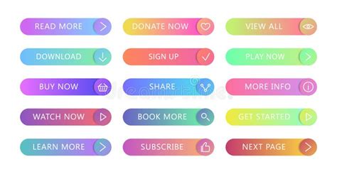 Gradient Buttons User Interface Web Button Material Design Ui Rectangular Shape App Action