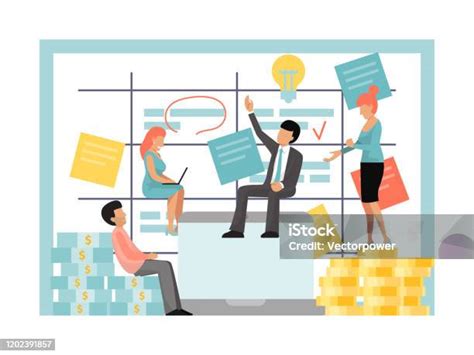 큰 일정 벡터 일러스트레이션으로 작업하는 비즈니스 팀 시간 간반에 대한 스톡 벡터 아트 및 기타 이미지 간반 개념 경영자 Istock
