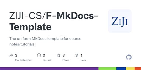 Github Ziji Csf Mkdocs Template The Uniform Mkdocs Template For