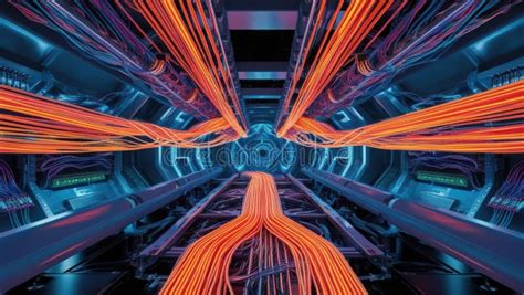 Immersive Tech Setting With Glowing Fiber Optic Cables Creating Vibrant