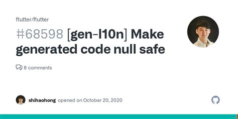 Gen L10n Make Generated Code Null Safe · Issue 68598 · Flutter