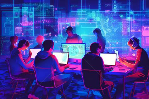 桌子前做编程的学生插画图片下载 正版图片600925629 摄图网