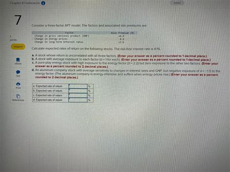 Solved Consider A Three Factor Apt Model The Factors And