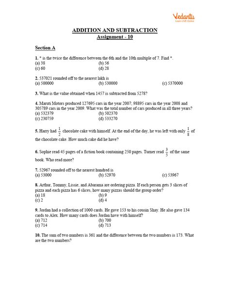 1 Addition And Subtraction Assignment S10 L4 Pdf Chess Openings