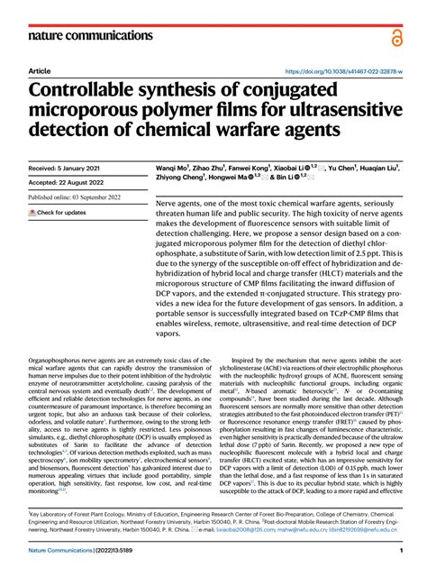 Pdf Controllable Synthesis Of Conjugated Microporous Polymer Films For Ultrasensitive