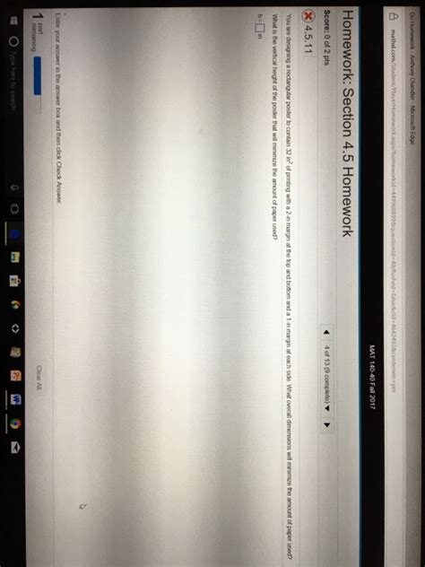 Solved Homework Section 4 5 Homework Clear All