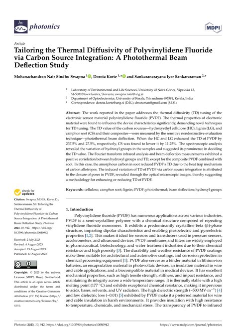 Pdf Tailoring The Thermal Diffusivity Of Polyvinylidene Fluoride Via