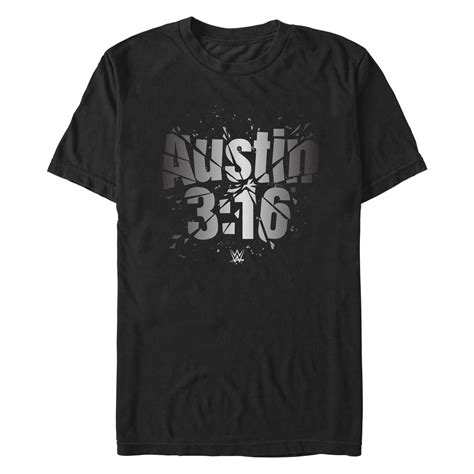 Mens Wwe Austin 316 Shattered Logo Graphic Tee Black Small