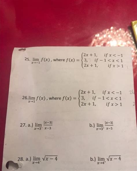 Solved 25 Lim X Rightarrow 1 Fx Where
