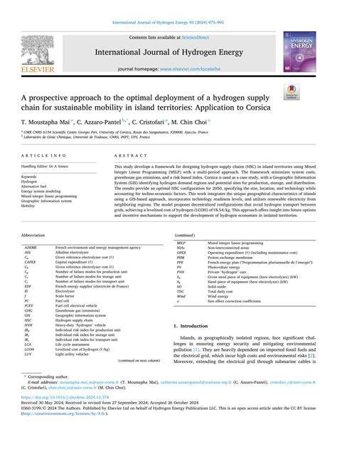 Pdf A Prospective Approach To The Optimal Deployment Of A Hydrogen