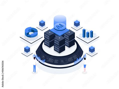 Big Data Analytics Isometric Illustration Flat Color Suitable For Mobile App Website Banner