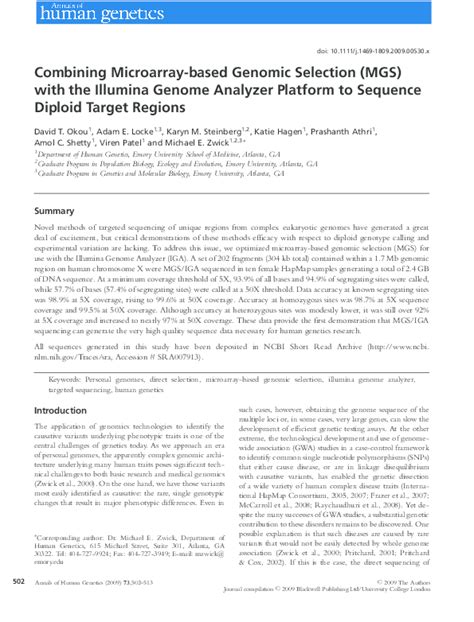 Pdf Combining Microarray Based Genomic Selection Mgs With The