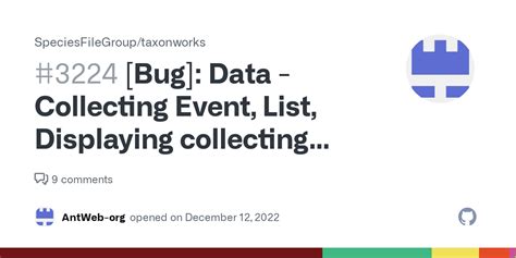 Bug Data Collecting Event List Displaying Collecting Events