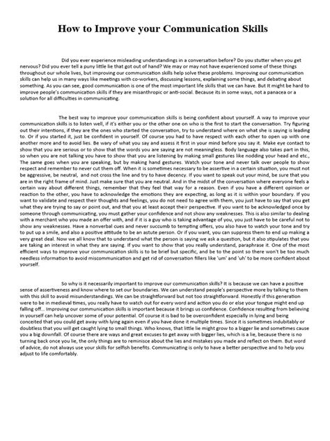 How To Improve Your Communication Skills Pdf Communication
