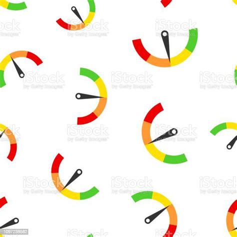 미터 대시보드 아이콘 완벽 한 패턴 배경입니다 신용 점수 지표 수준 벡터 일러스트 레이 션 측정 배율 기호 패턴 게이지입니다 계기판 차량 부분에 대한 스톡 벡터 아트 및