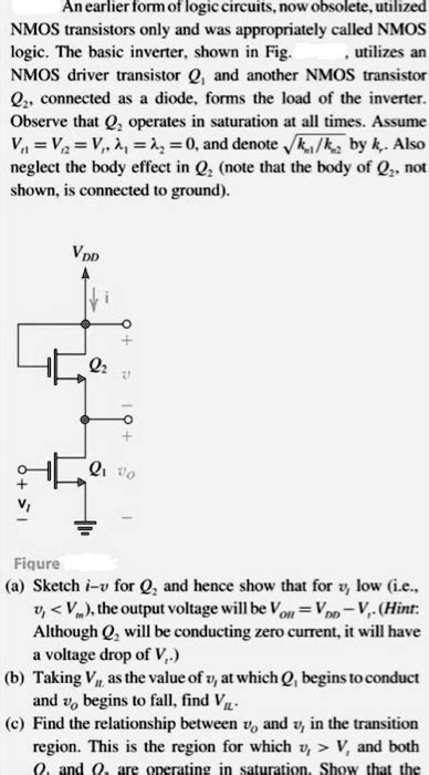 Solved An Earlier Form Of Logic Circuits Now Obsolete Utilized Nmos