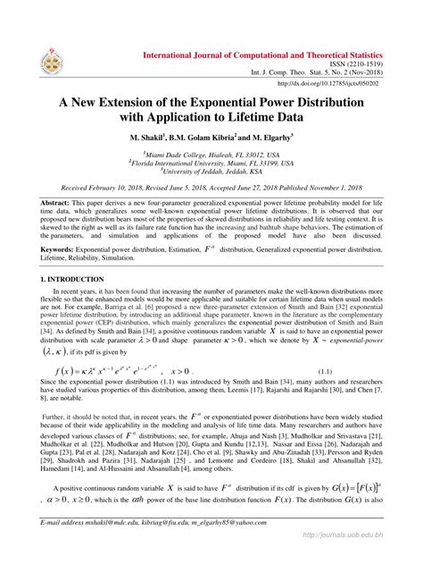 Pdf A New Extension Of The Exponential Power Distribution With Application To Lifetime Data