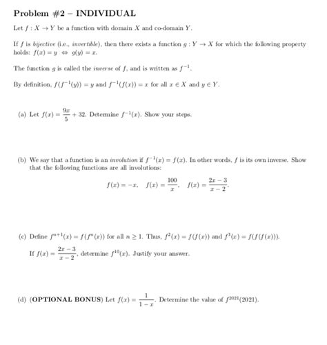 Solved Problem INDIVIDUAL Let F X Y Be A Function Chegg Com