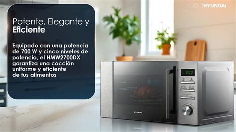 Microondas Hyundai 20l 700w 259cm 44cm 362cm Inox Display Auto