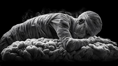High Contrast Mummy With Mystical Ancient Ritual Bandages Premium Ai