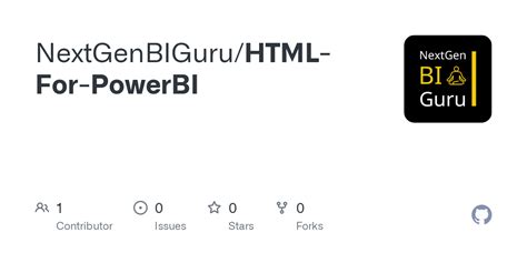 GitHub NextGenBIGuru HTML For PowerBI