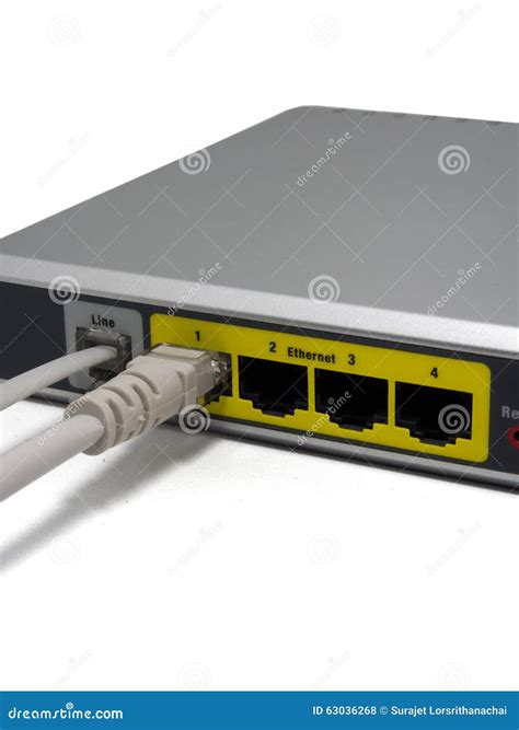 Draadloze Modemrouter Met Met Kabel Aangesloten Draadloze Router Met Stock Foto Image Of