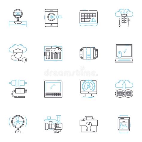 Computer Parts Linear Icons Set Motherboard Processor Graphics Card Ram Hard Drive Ssd