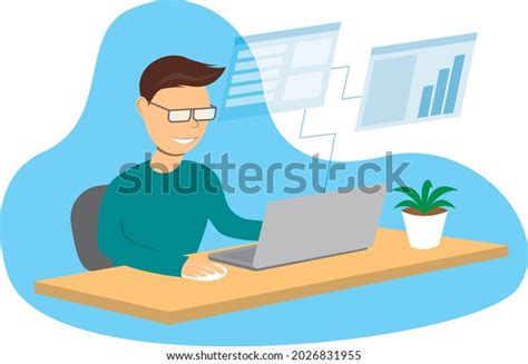 Programmer Write Code Modern Office เวกเตอร์สต็อก ปลอดค่าลิขสิทธิ์