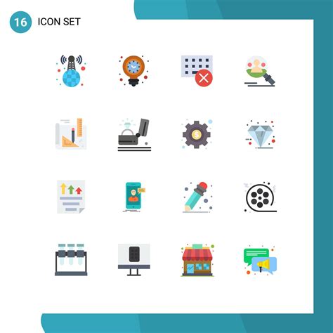Stock Vector Icon Pack Of 16 Line Signs And Symbols For User Profile Light Bulb Find Hardware
