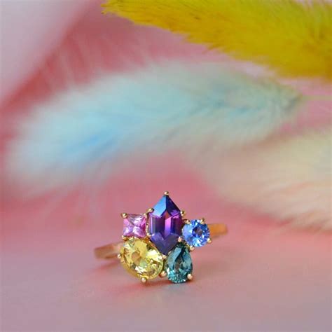 5 Stone Cluster Ring With Sapphires Anpé Atelier Cph