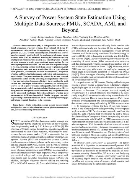Pdf A Survey Of Power System State Estimation Using Multiple Data